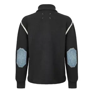 MAISON MARGIELA Half-zip Sweater With Contrast Elbow Patches - Black