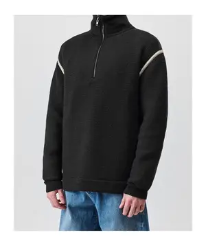 MAISON MARGIELA Half-zip Sweater With Contrast Elbow Patches - Black