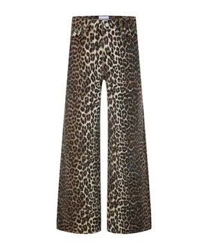GANNI Leopard Print Denim Trousers