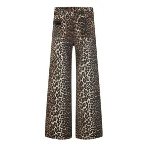 GANNI Leopard Print Denim Trousers