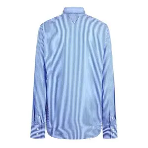 Prada Striped Lapel Shirt With Graphic Embellishment