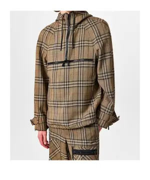 Burberry Checked Casual Half-zip Jacket - Brown