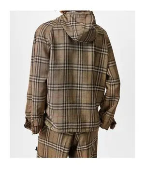 Burberry Checked Casual Half-zip Jacket - Brown