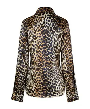 GANNI Long Sleeve Animal Print Shirt