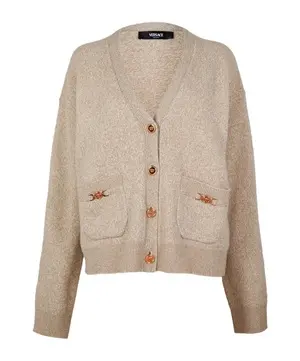 Versace V-neck Button-front Cardigan With Pockets