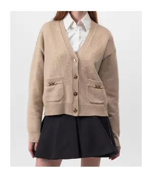Versace V-neck Button-front Cardigan With Pockets