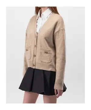 Versace V-neck Button-front Cardigan With Pockets