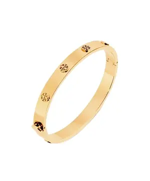 Tory Burch Engraved Slim Hinged Bangle - Yellow