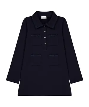Moncler Long Sleeve Logo Dress - Black