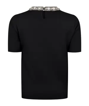 Valentino Garavani Short-sleeved Knit Sweater With Embellished Neckline