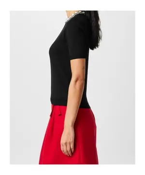 Valentino Garavani Short-sleeved Knit Sweater With Embellished Neckline