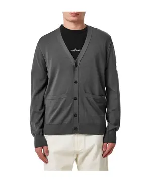 Stone Island Wool Cardigan With Logo Patches
