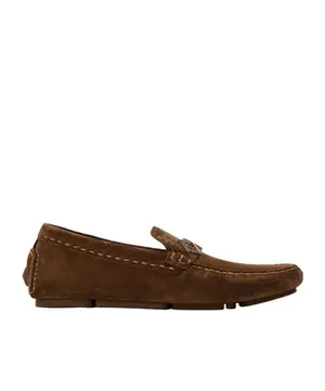 Fendi Suede Loafers With Metal Logo Detail