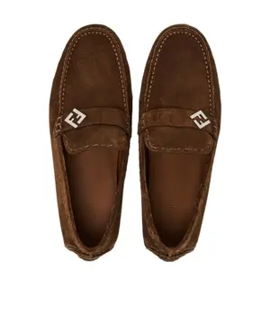 Fendi Suede Loafers With Metal Logo Detail
