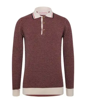 Valentino Garavani Long Sleeve Knit Polo Shirt