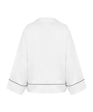 Off-White Satin Pyjama Crop Shirt