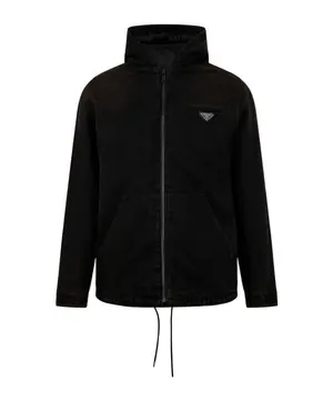 Prada Denim Zip-up Jacket With Hood