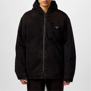 Prada Denim Zip-up Jacket With Hood