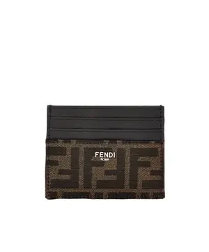 Fendi Jacquard Card Holder - Black