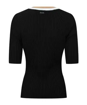 Hugo Boss Ribbed V-neck Short Sleeve Top