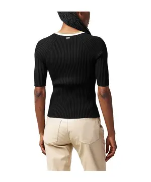 Hugo Boss Ribbed V-neck Short Sleeve Top