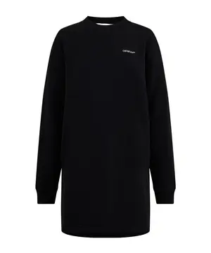 Off-White Floral Embroidered Arrow Logo Dress - Black