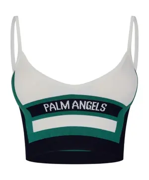Palm Angels Race Crop Knit Top - Blue