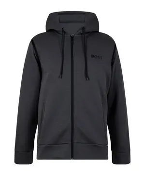 Hugo Boss Ogo Print Zip-up Hooded Sweatshirt - Black