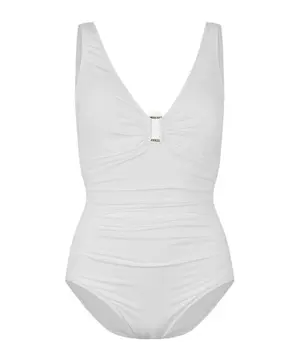 Ralph Lauren Ring Detail Plunge One Piece Swimsuit - White