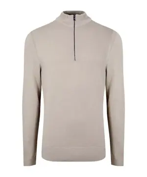 Hugo Boss Ebrandozipped Crew Neck Jumper - Nude