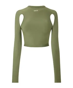 Off-White Cutout Long-sleeved Top - No