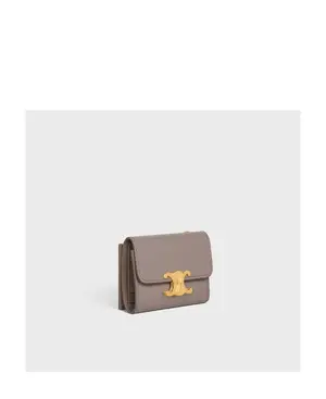 Celine Compact Wallet Triomphe In Shiny Calfskin