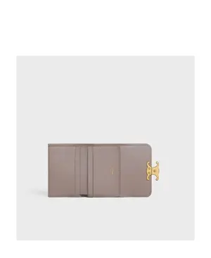 Celine Compact Wallet Triomphe In Shiny Calfskin