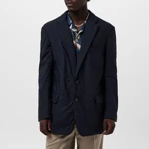 Dries Van Noten Navy Blue Lightweight Quilted Blazer-style Jacket
