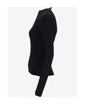 COURREGES Logo-embossed Ribbed-knit Jumper - Black