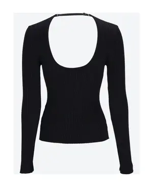 COURREGES Logo-embossed Ribbed-knit Jumper - Black