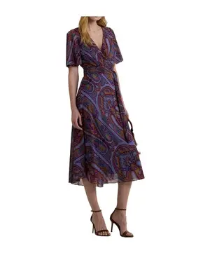 Ralph Lauren Filsee Paisley Print Midi Wrap Dress