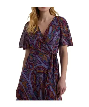 Ralph Lauren Filsee Paisley Print Midi Wrap Dress