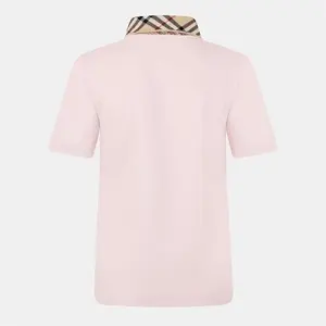 Burberry Polo Shirt With Plaid Collar - Pink