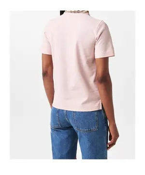 Burberry Polo Shirt With Plaid Collar - Pink