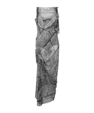VIVIENNE WESTWOOD Graffiti Print Draped Maxi Dress