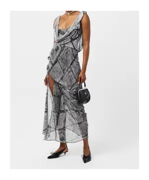 VIVIENNE WESTWOOD Graffiti Print Draped Maxi Dress
