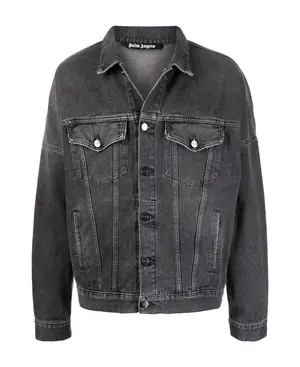 Palm Angels Long Sleeve Logo Denim Jacket