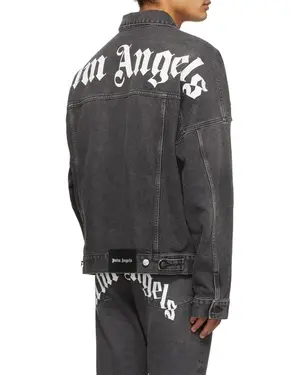 Palm Angels Long Sleeve Logo Denim Jacket