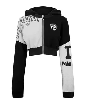 MARINE SERRE Paneled Graphic Zip-up Hoodie