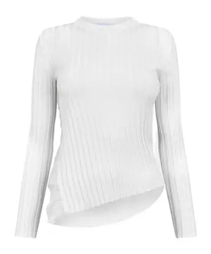 Alexander McQueen Ribbed Knit Sweater With Asymmetrical Hem