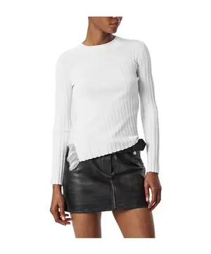 Alexander McQueen Ribbed Knit Sweater With Asymmetrical Hem