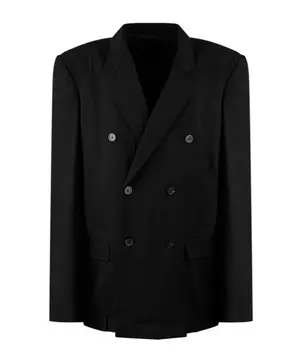 Balenciaga Double-breasted Wool-twill Blazer - Black