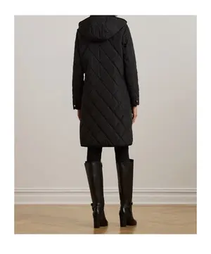 Ralph Lauren Quilted Hooded Coat With Corduroy Trim