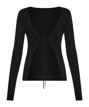 ST. AGNI Ribbed Double-face Sweater With Back Tie Detail